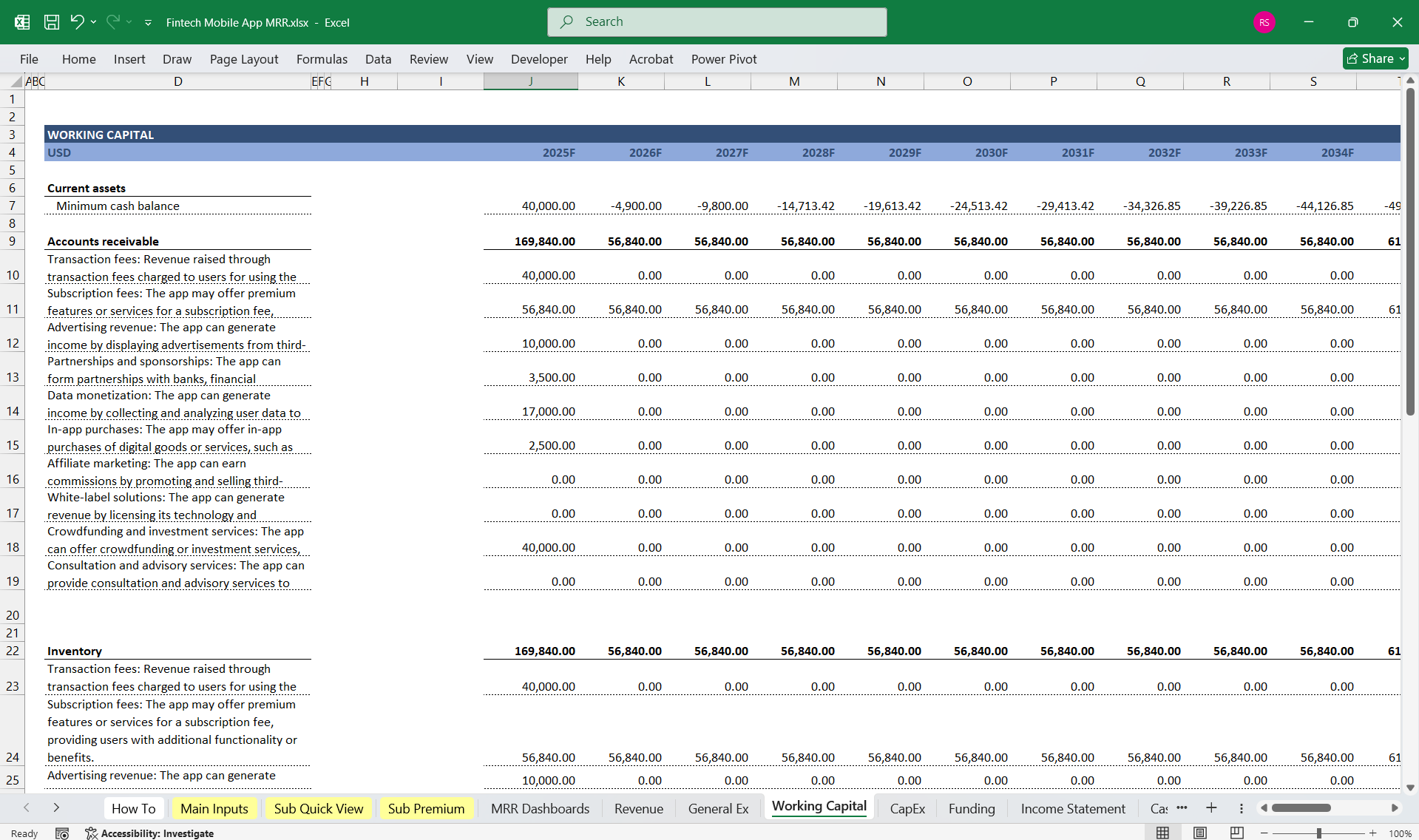 Fintech Mobile App Financial Model - Eloquens