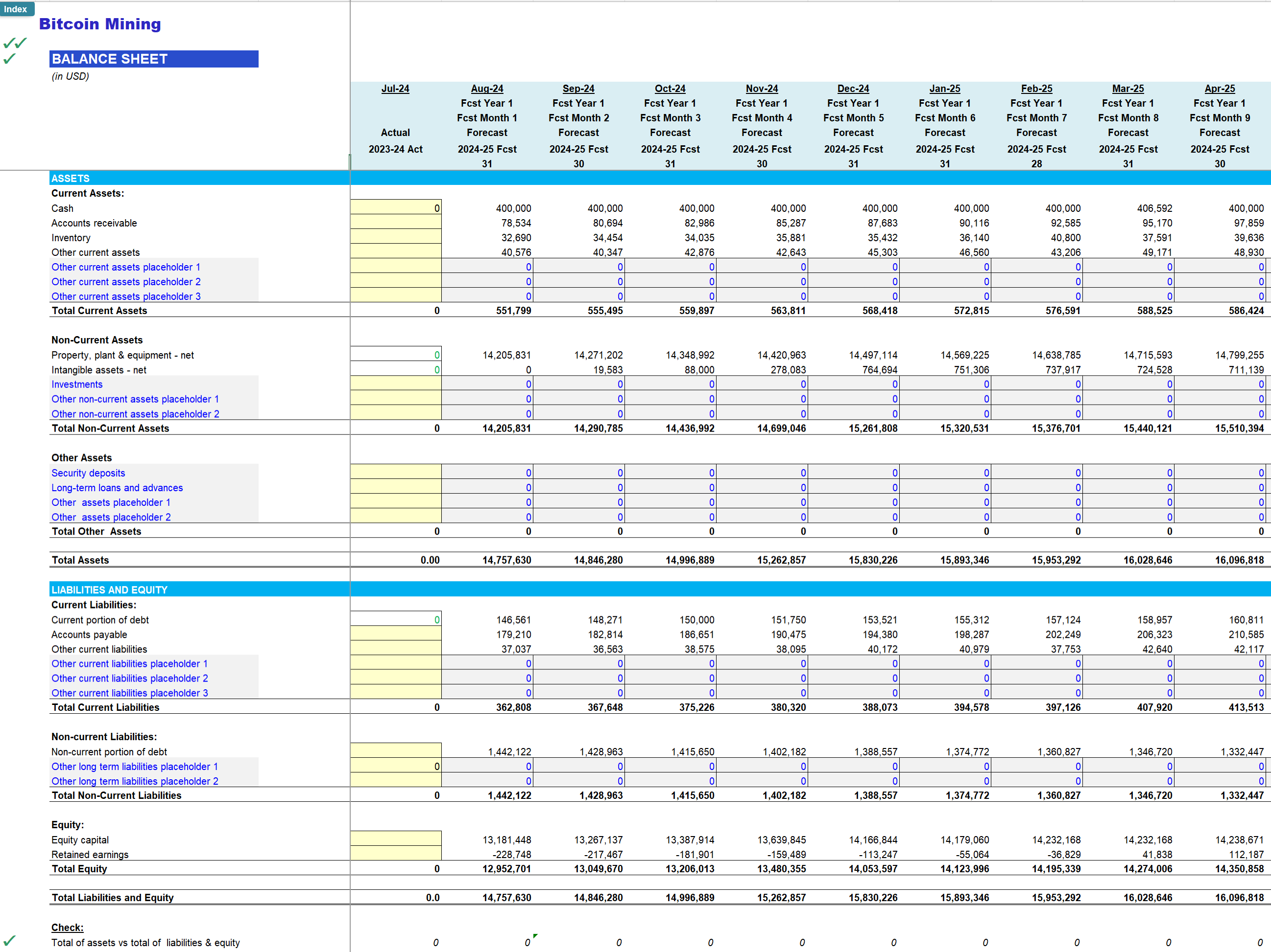 Bitcoin Mining 3-Statement Financial Model - Eloquens