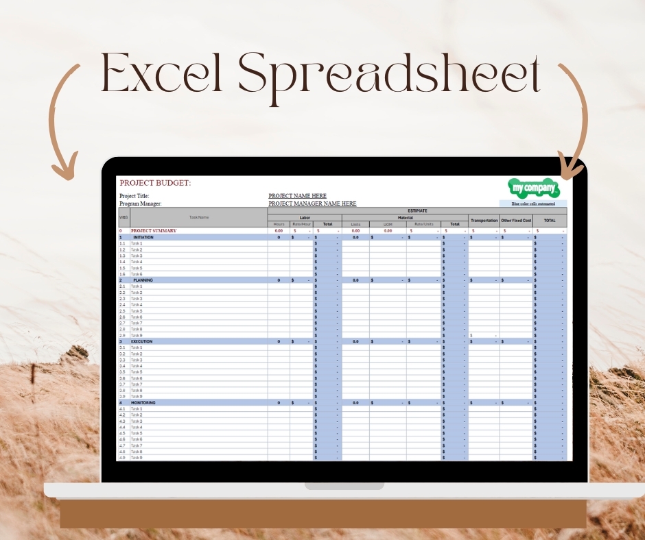 Project Budget Template: Labor, Materials, and Fixed Costs Breakdown ...