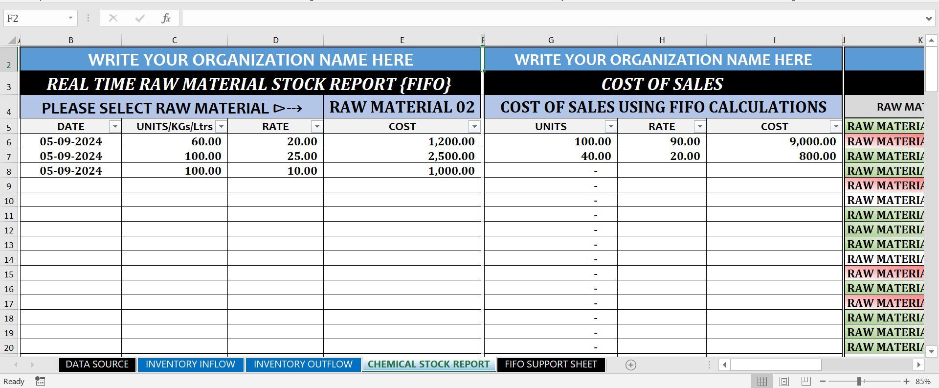 Automatic FIFO Inventory Costing for Single or Multi Products/Raw Materials on Excel ...