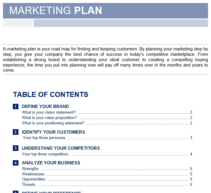 Marketing Plan Template and Worksheet - Eloquens