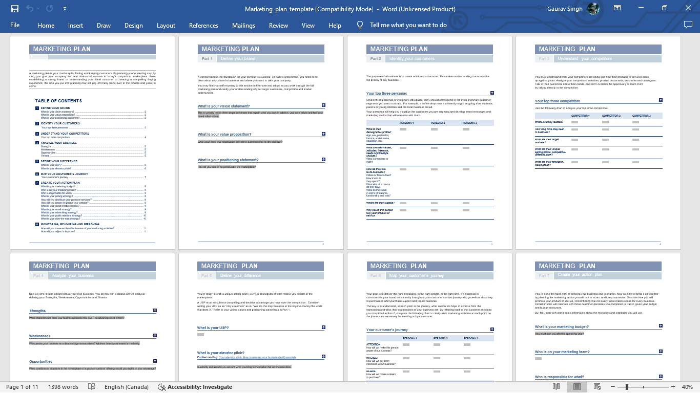 Marketing Plan Template and Worksheet - Eloquens