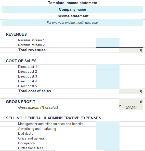 Income Statement Template with Sample - Eloquens