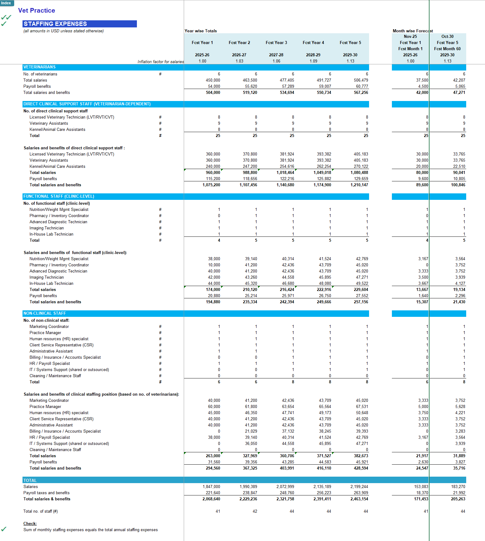 Veterinary Practice 5-Year Monthly Financial Projection & Valuation ...