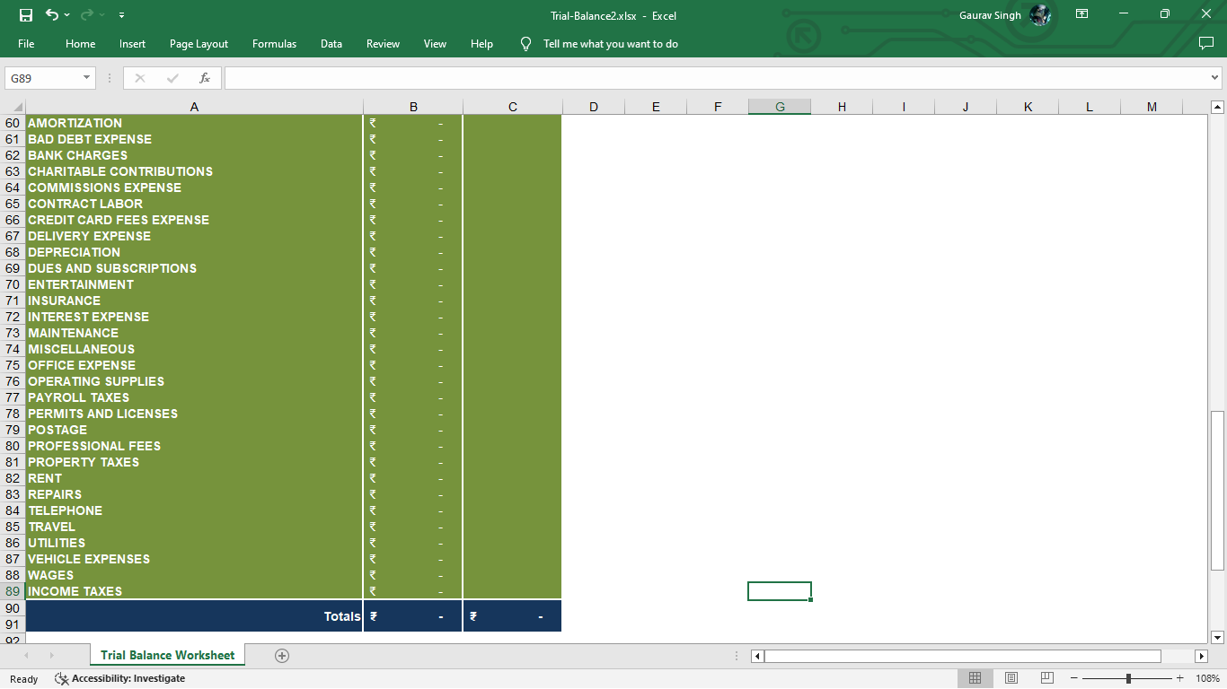 Trial Balance Worksheet for Financial Reporting - Eloquens