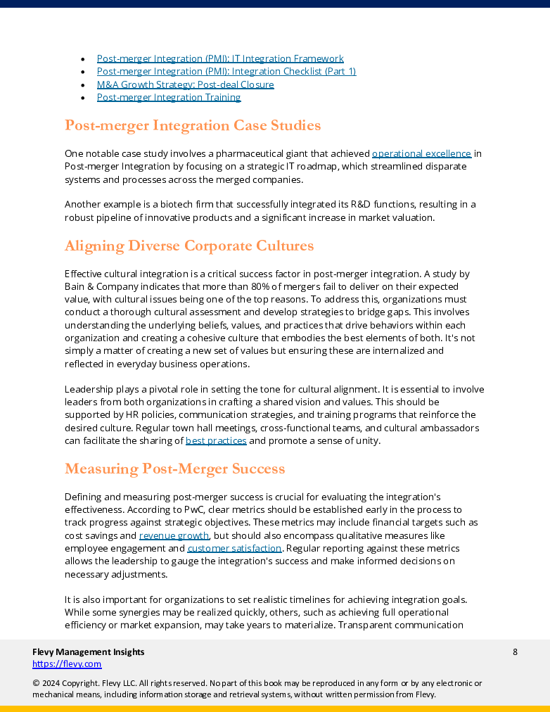 50 Case Studies on Post-Merger Integration (PMI) - Eloquens