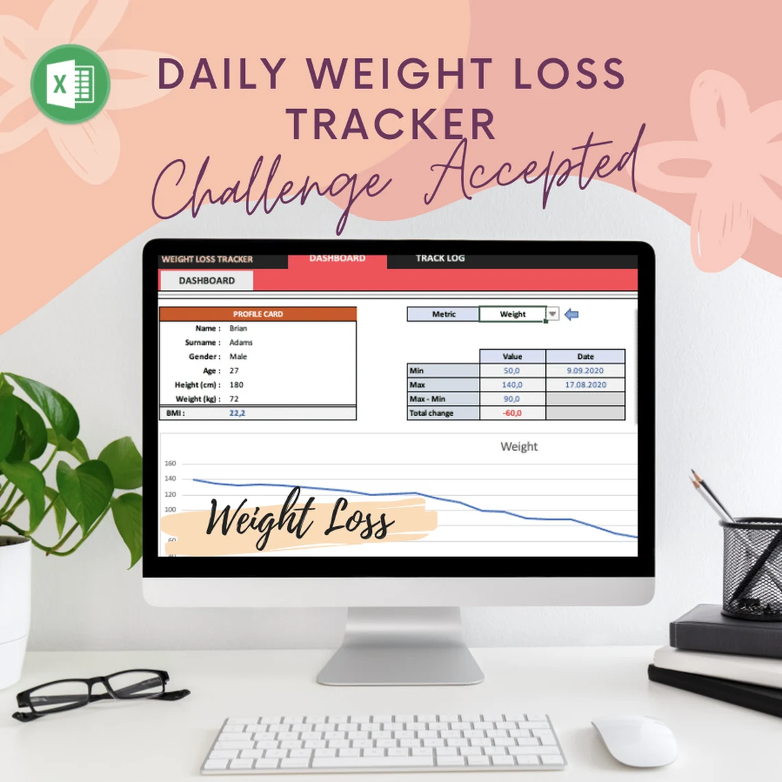 Weight and Measurements Tracker Excel Template | Dynamic Charts for ...