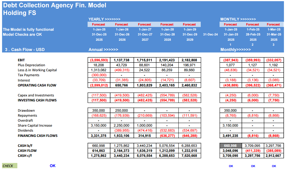 Debt Collection Agency Financial Model (5 Yrs. DCF and Valuation) - Eloquens