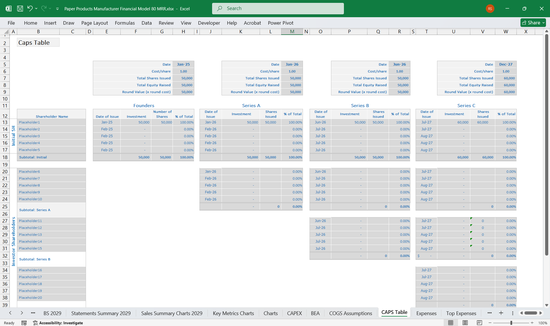 Paper Products Manufacturer Financial Model Excel Template - Eloquens