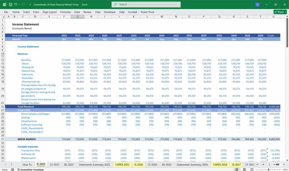 Downstream Oil and Gas Refinery Financial Model (Oil & Gas Cost Models ...
