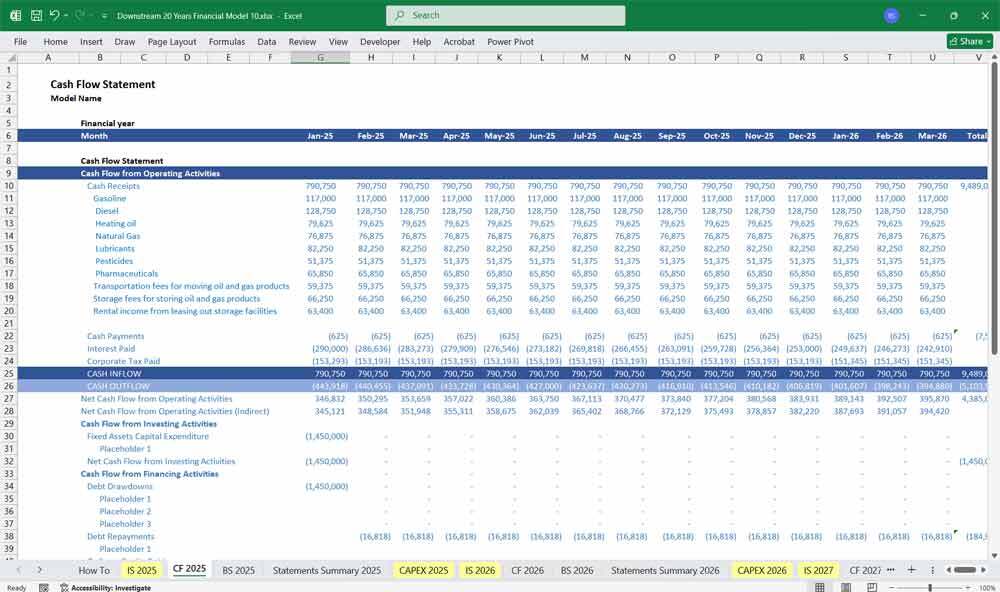 Downstream Oil and Gas Refinery Financial Model (Oil & Gas Cost Models ...