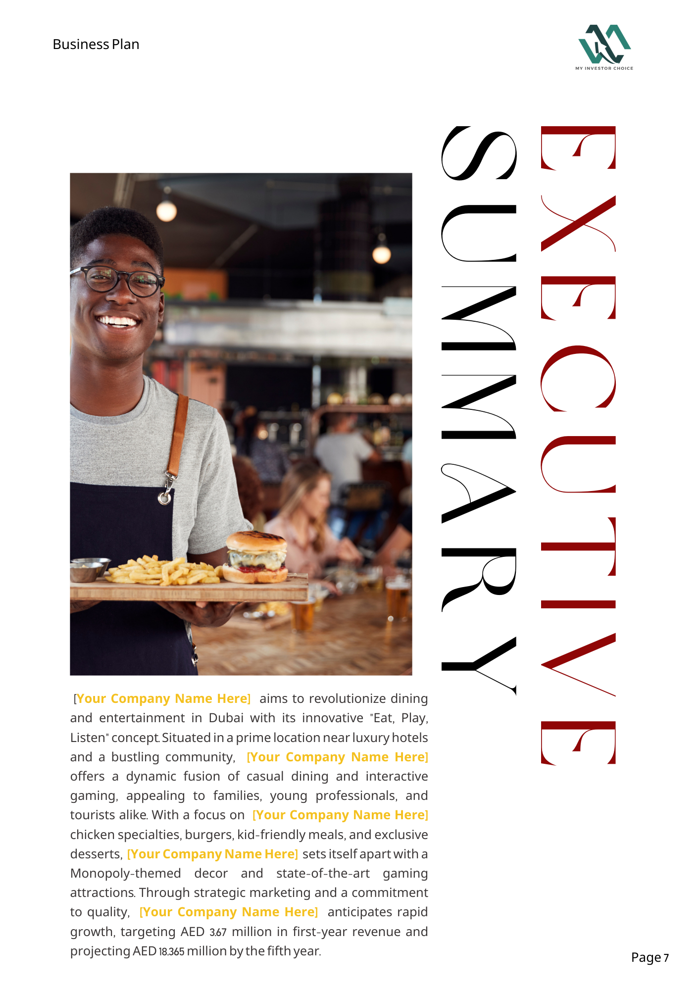 Food Cafe Restaurant Business Plan Template - Eloquens