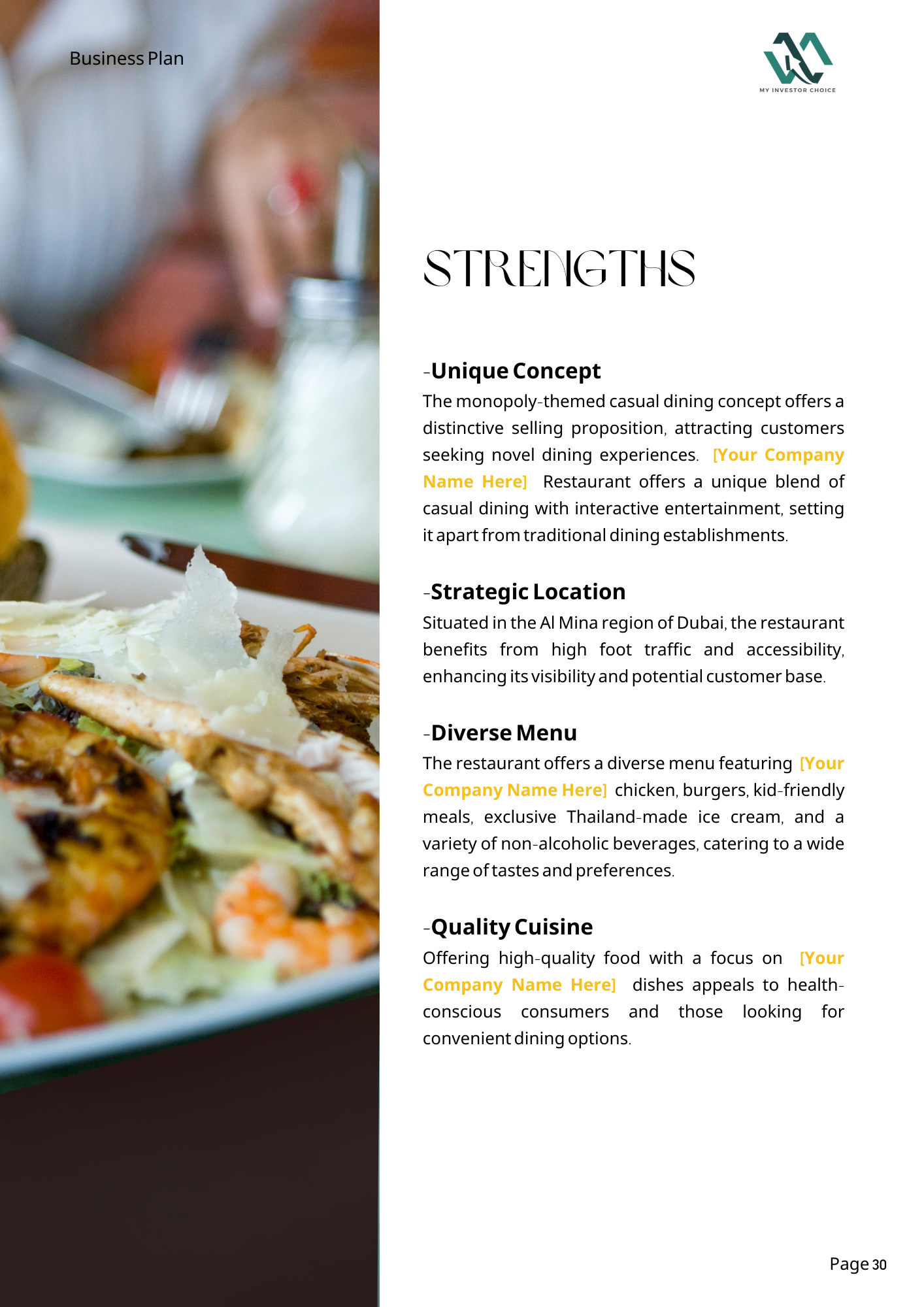 Food Cafe Restaurant Business Plan Template - Eloquens