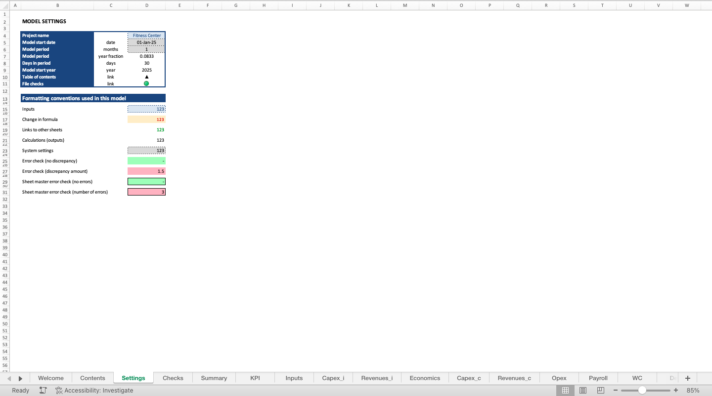 Fitness Center Financial Model - Eloquens