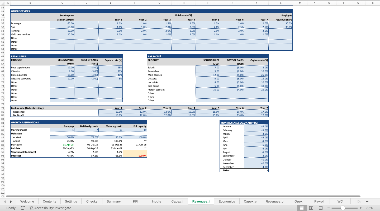 Fitness Center Financial Model - Eloquens
