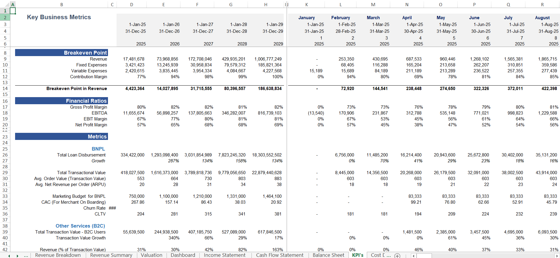 Fintech-Payment Financial Model Excel Template - Eloquens