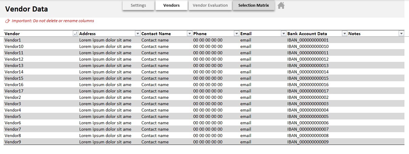 Vendor Evaluation and Selection Matrix - Eloquens