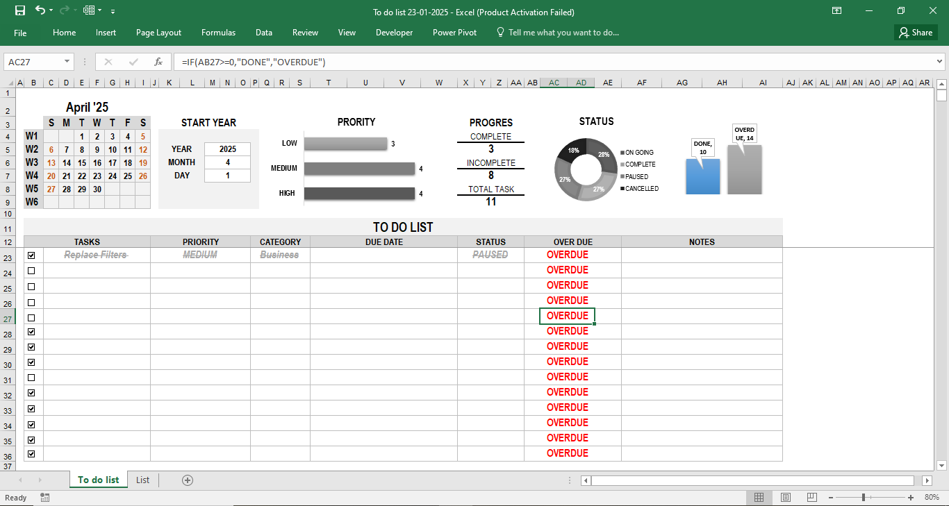 To-do-List-Excel Spreadsheet - Eloquens