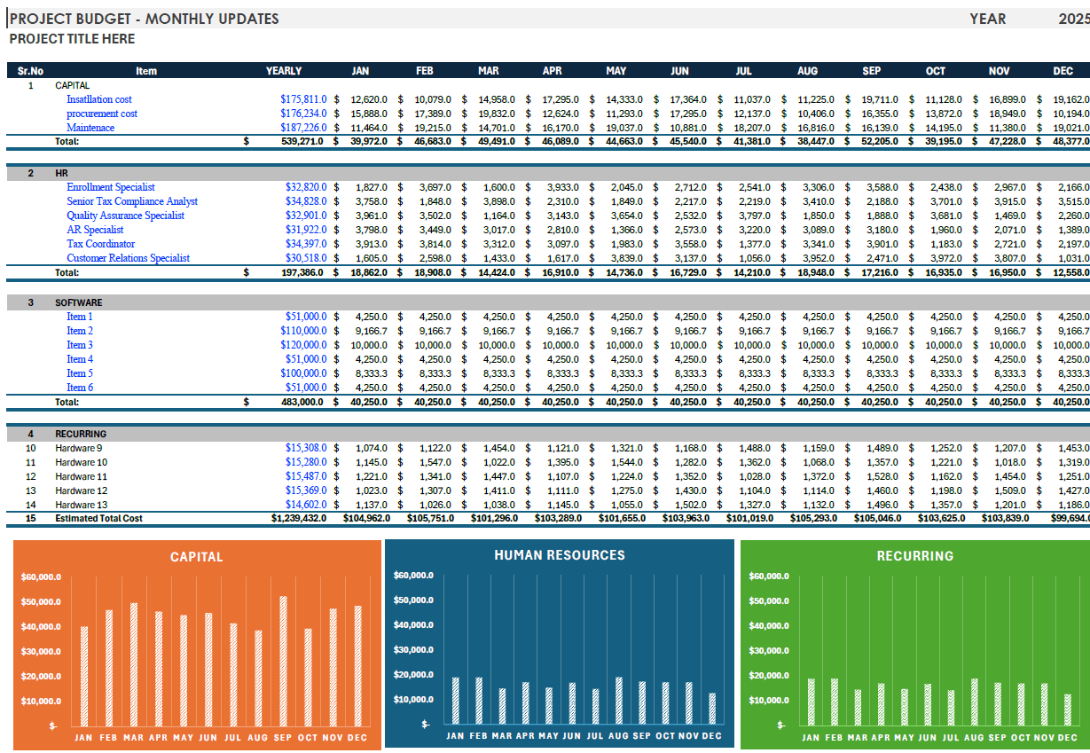 Startup Budget & Monthly Finance Tracker | Financial Statement Template ...