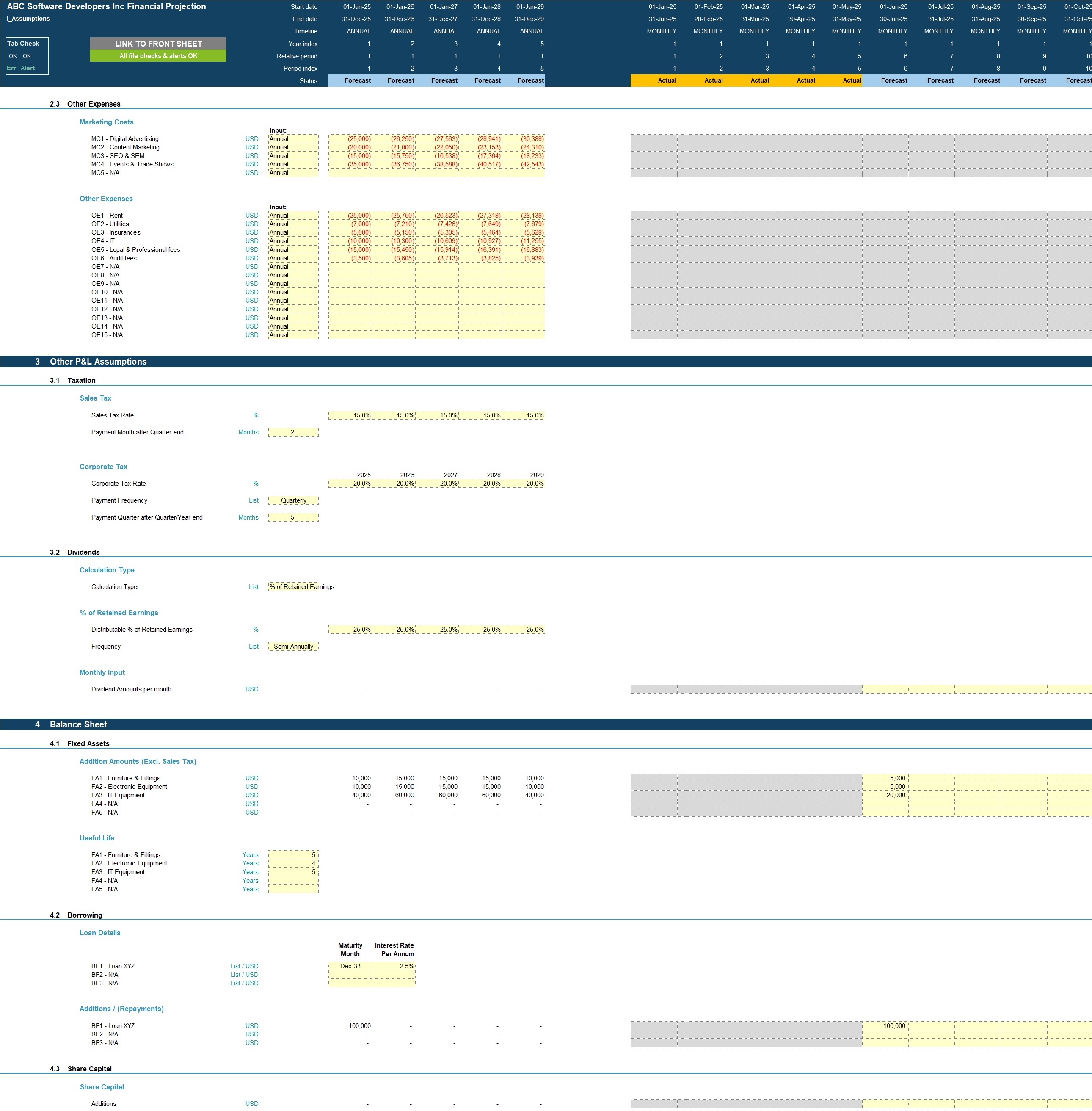 Software Development Business 5-Year 3 Statement Financial Projection Model - Eloquens