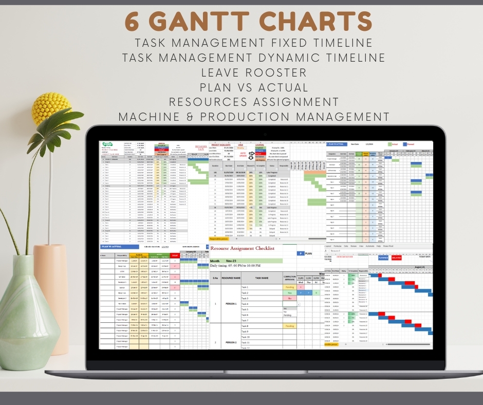 6 Excel Gantt Charts Bundle | Task Management – Timelines, Leave, Plan ...
