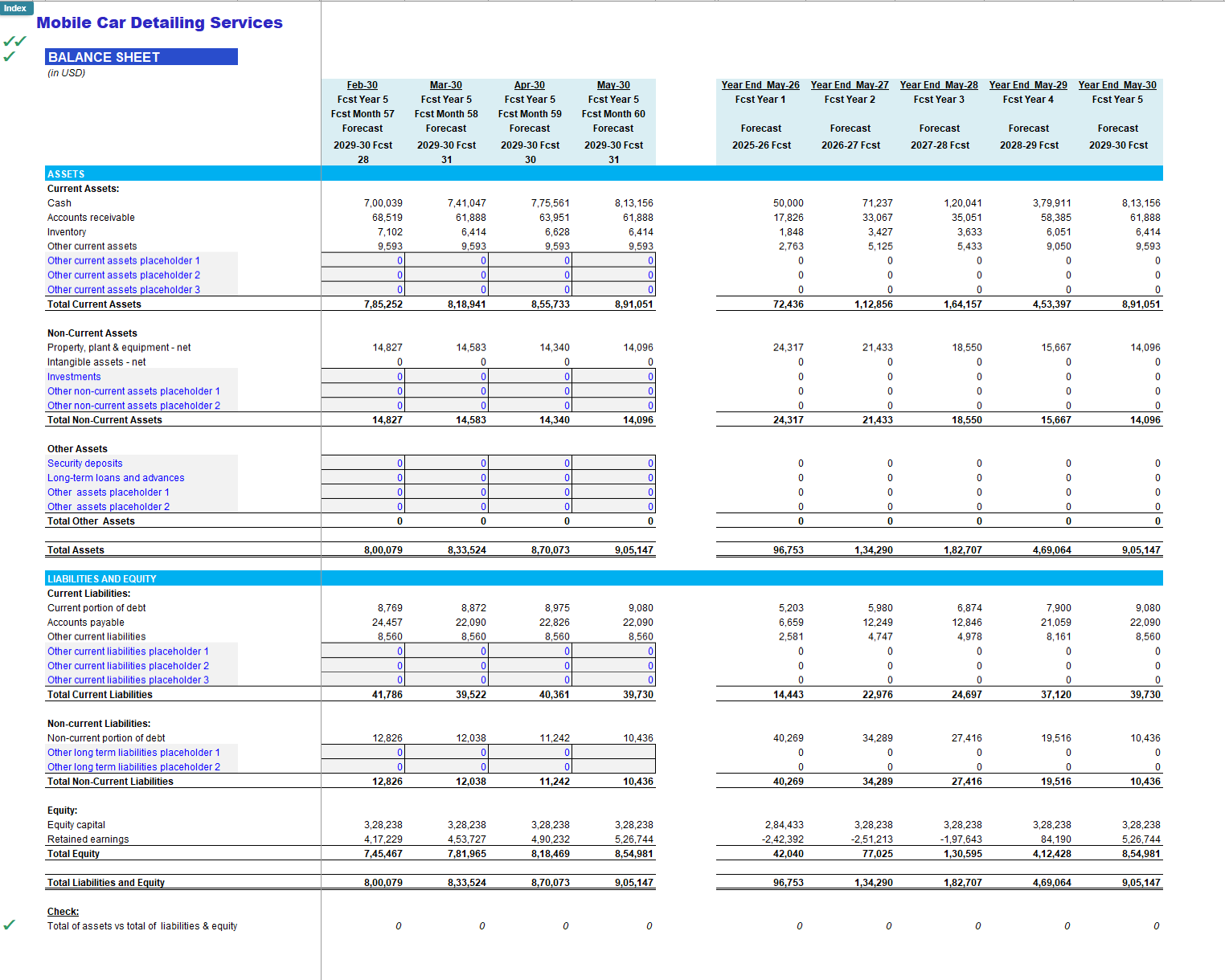 Mobile Car Detailing Financial Forecast Model - Eloquens