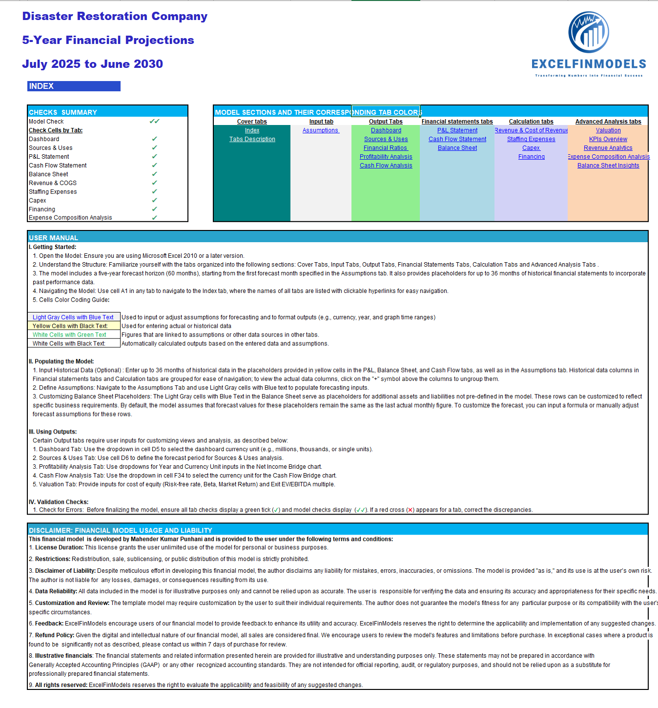 Disaster Restoration Company Financial Model - Eloquens