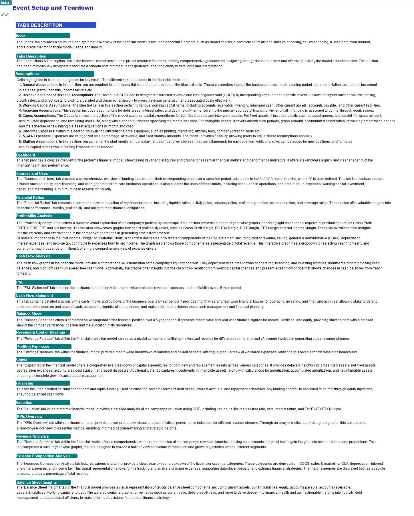 Event Setup and Teardown Business Financial Model - Eloquens