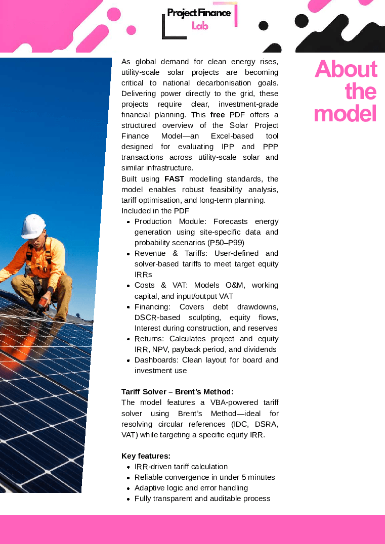 Advanced Solar Project Finance Model (PDF Overview) - Eloquens