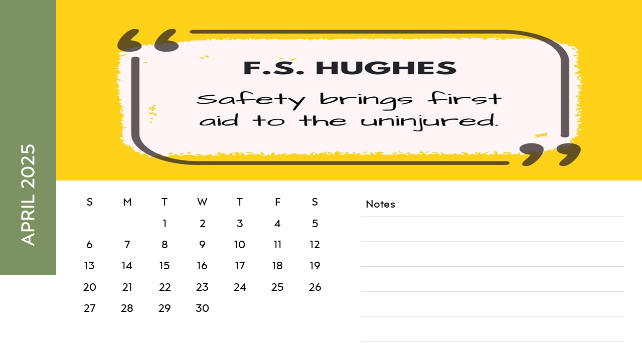 Safety Calendar 2025 PPT - 100 % Fully Editable - Eloquens