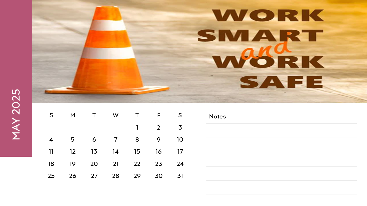 Safety Calendar 2025 PPT - 100 % Fully Editable - Eloquens