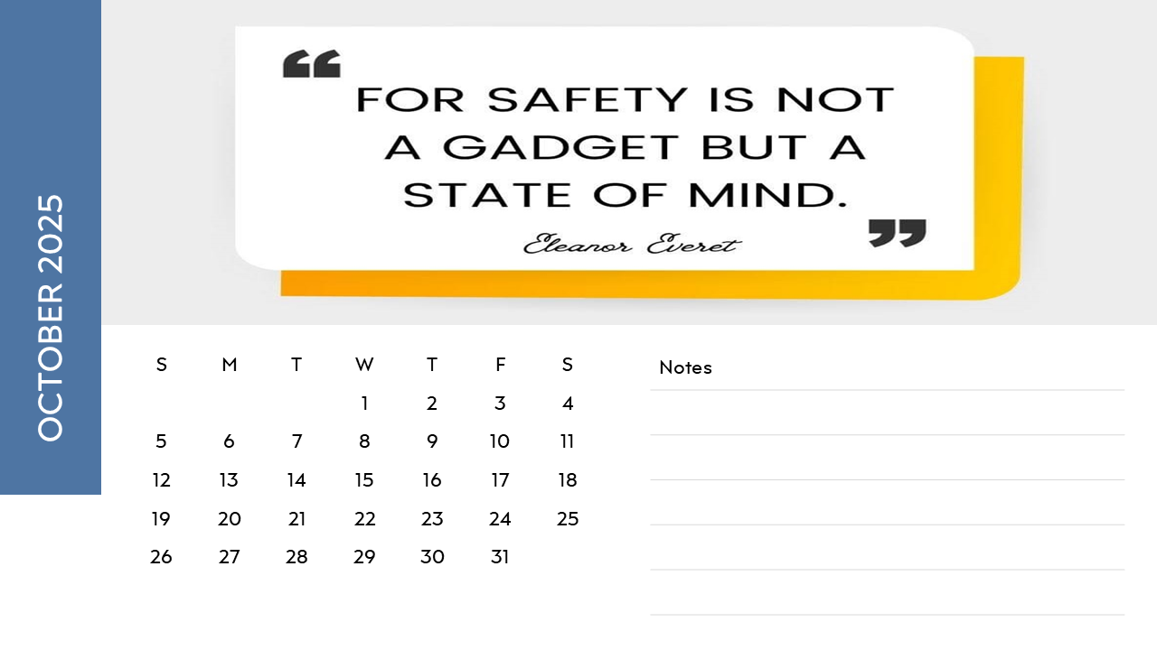 Safety Calendar 2025 PPT - 100 % Fully Editable - Eloquens