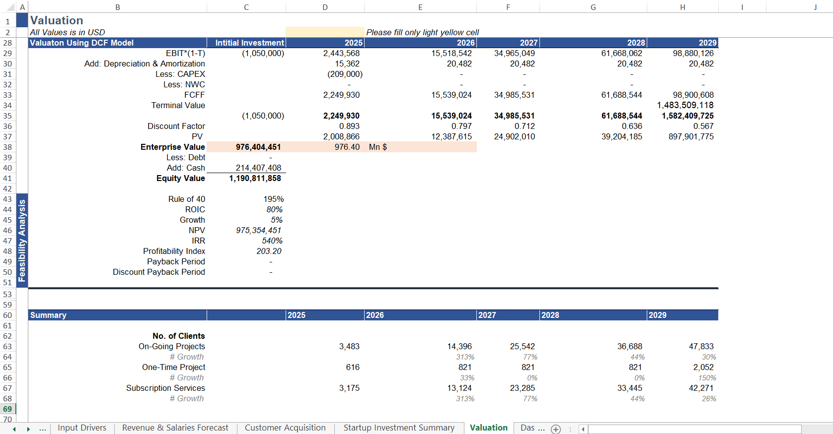 Professional Services Financial Model - Eloquens