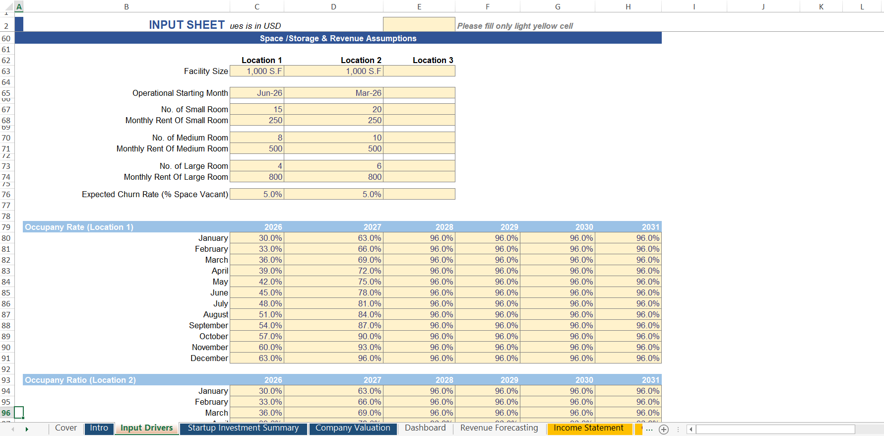 Best Mini Storage Facility Financial Model Template - Eloquens