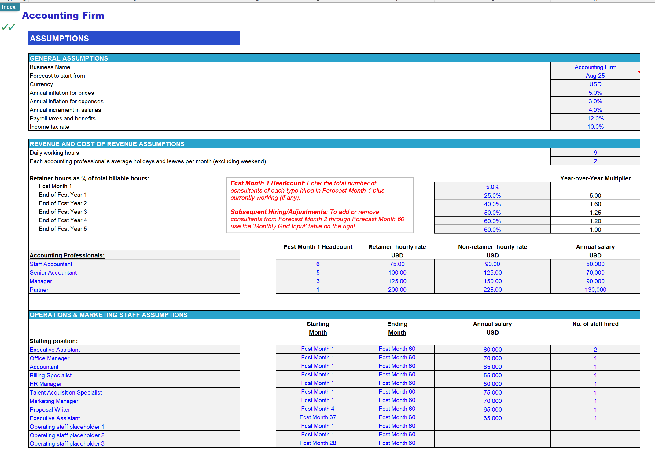 Accounting Firm Financial Forecast Model - Eloquens