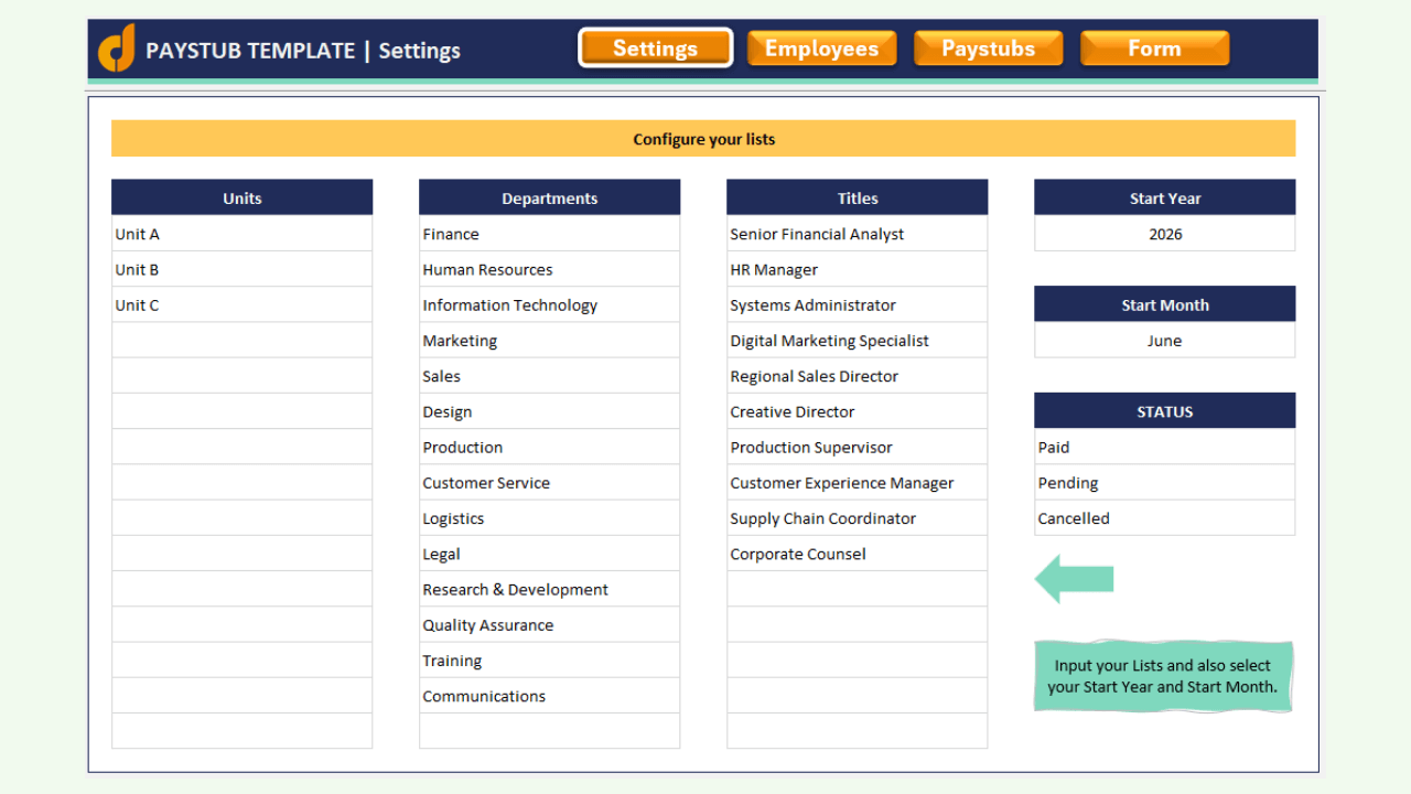 Paystub Template in Excel | Professional Pay Stub Generator | Employee Payroll Documentation ...