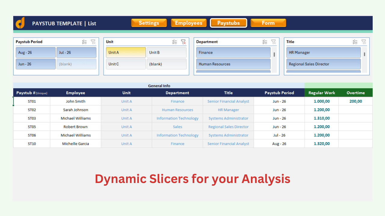 Paystub Template in Excel | Professional Pay Stub Generator | Employee ...