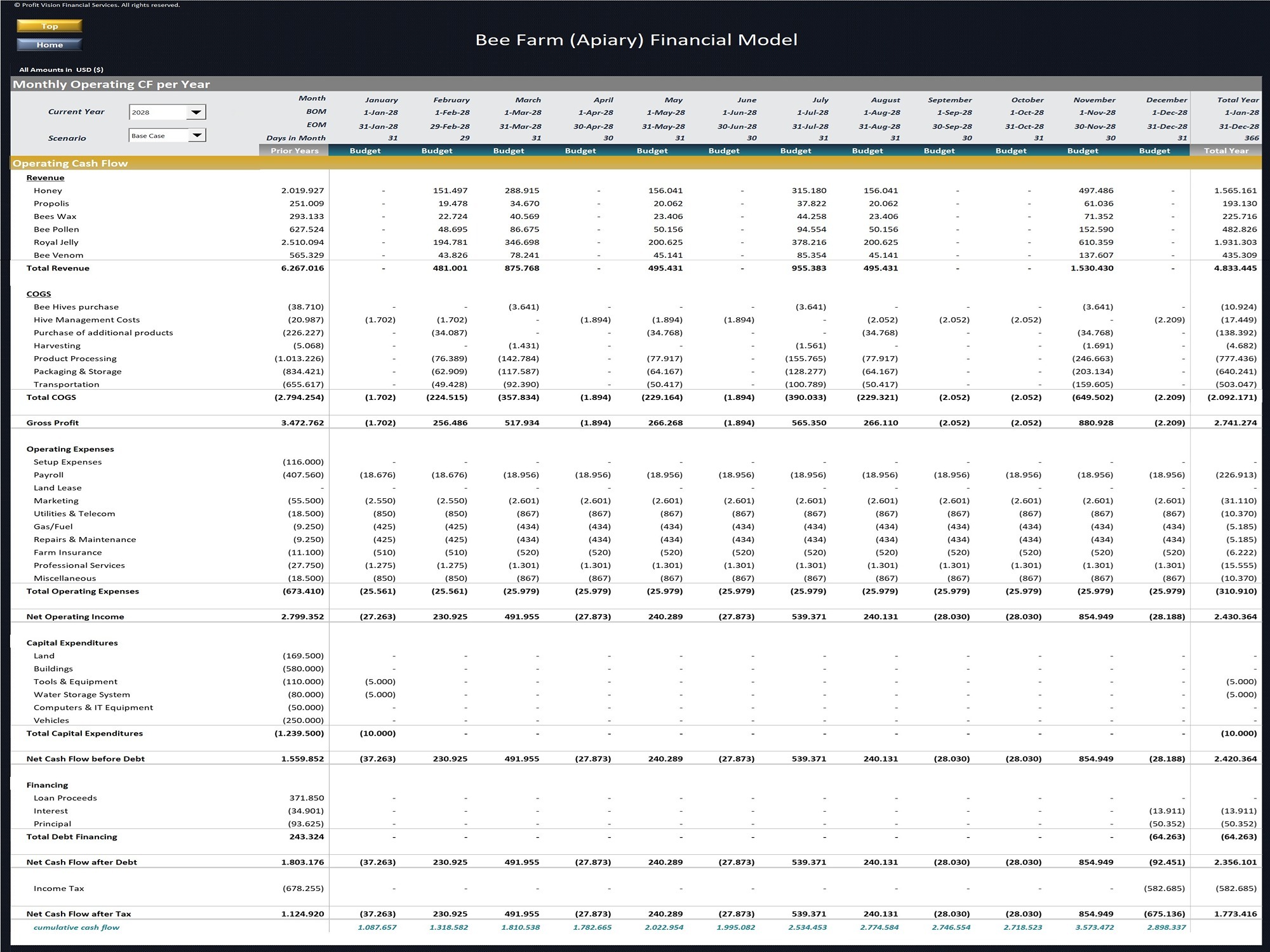 Bee Farm (Apiary) – 10 Year Financial Model - Eloquens