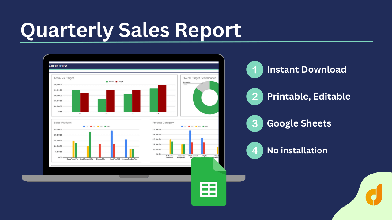 Quarterly Sales Report Google Sheets Template - Eloquens