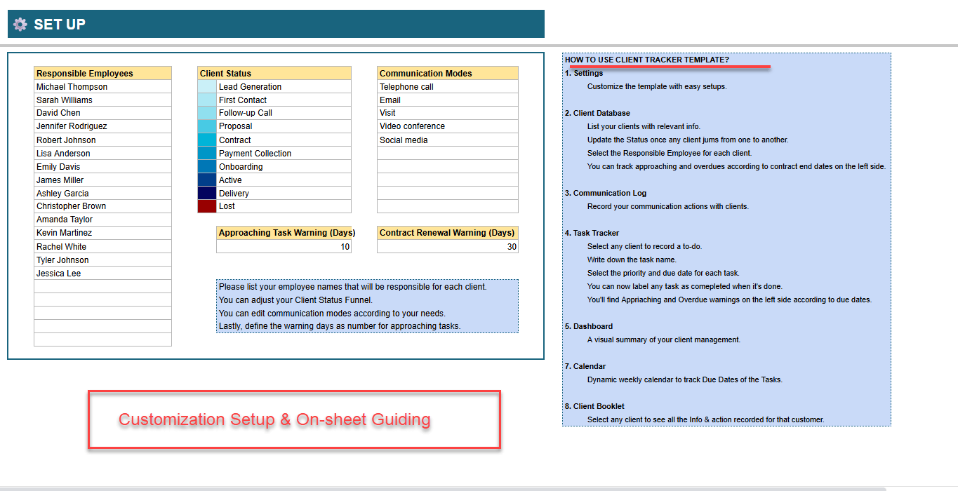 Client Tracker Spreadsheet | Customer Task Management | Customer Follow ...
