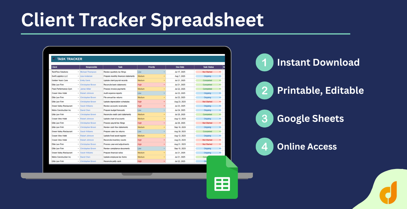Client Tracker Spreadsheet | Customer Task Management | Customer Follow ...