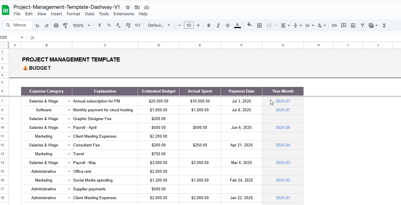 Project Management Template | Google Sheets | Project Management Spreadsheet | Gantt Chart ...