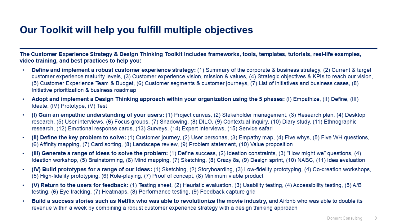 Customer Experience Strategy & Design Thinking Toolkit - Eloquens