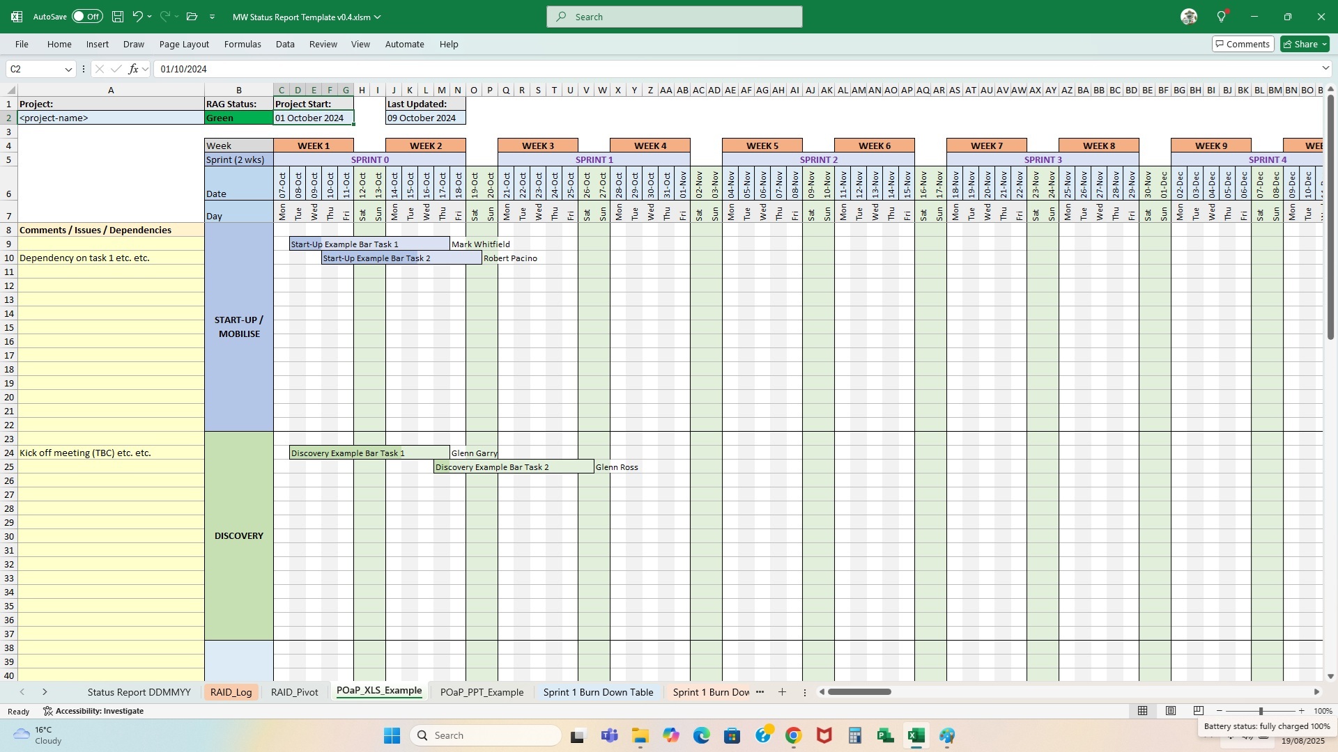 Microsoft Excel Editable Weekly Status Report (internal external ...