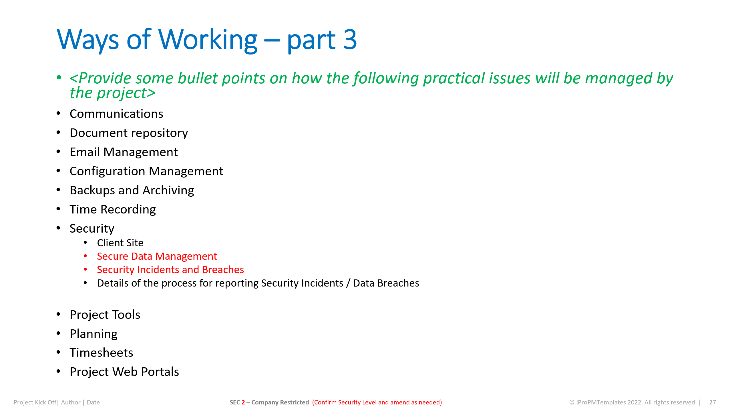 Project Programme Team Kick Off PowerPoint Microsoft Editable Template ...