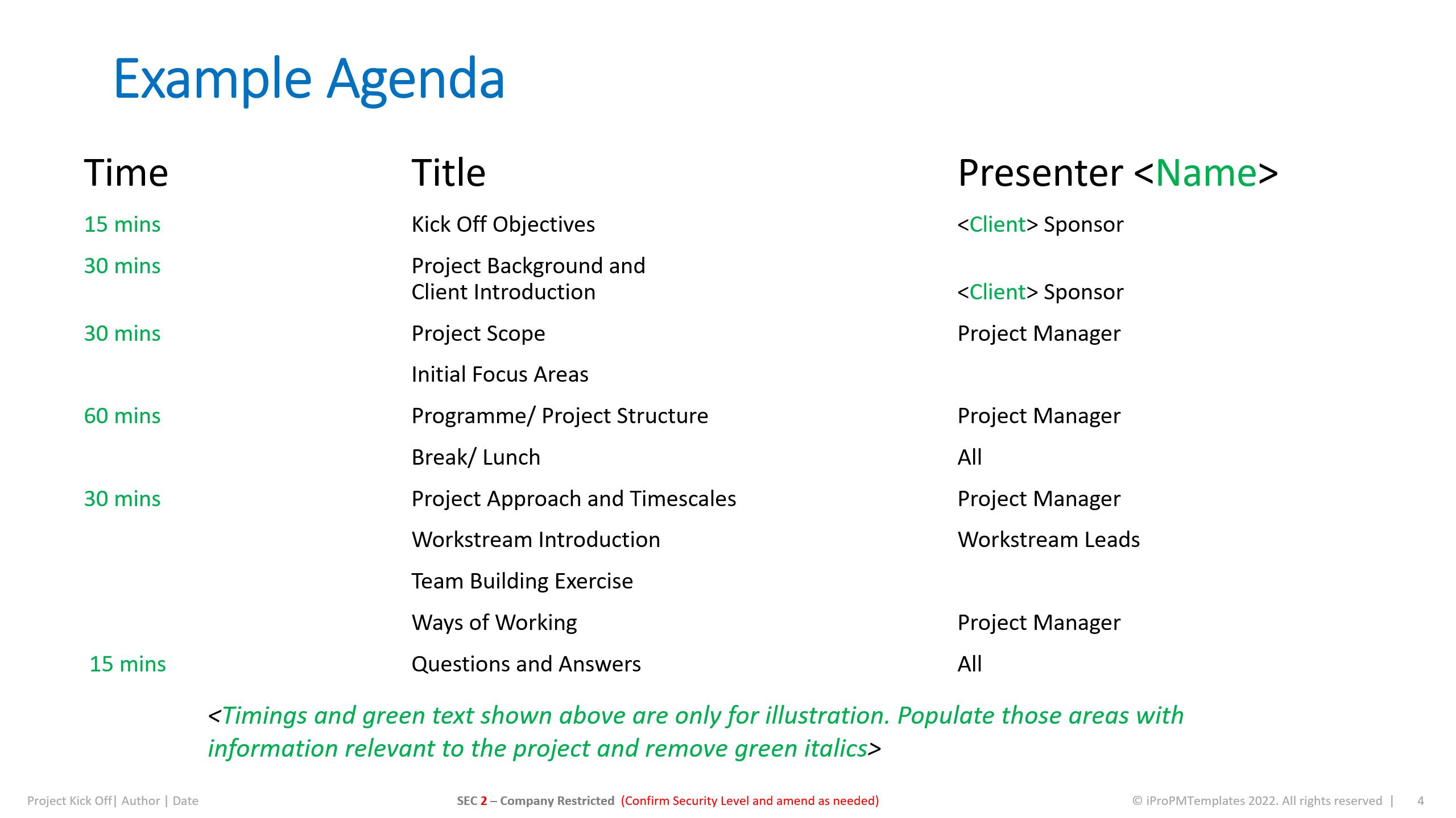 Project Programme Team Kick Off PowerPoint Microsoft Editable Template ...
