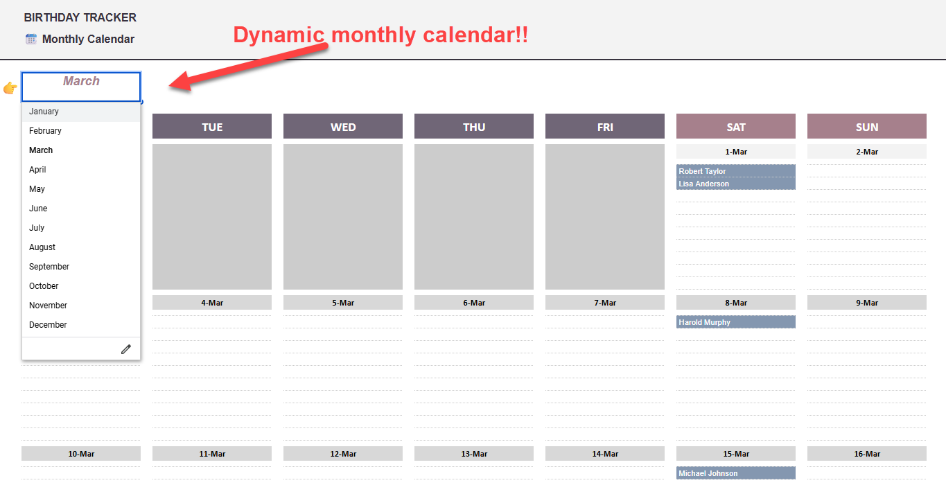 Birthday Tracker Google Sheets Template | Important Dates Calendar ...