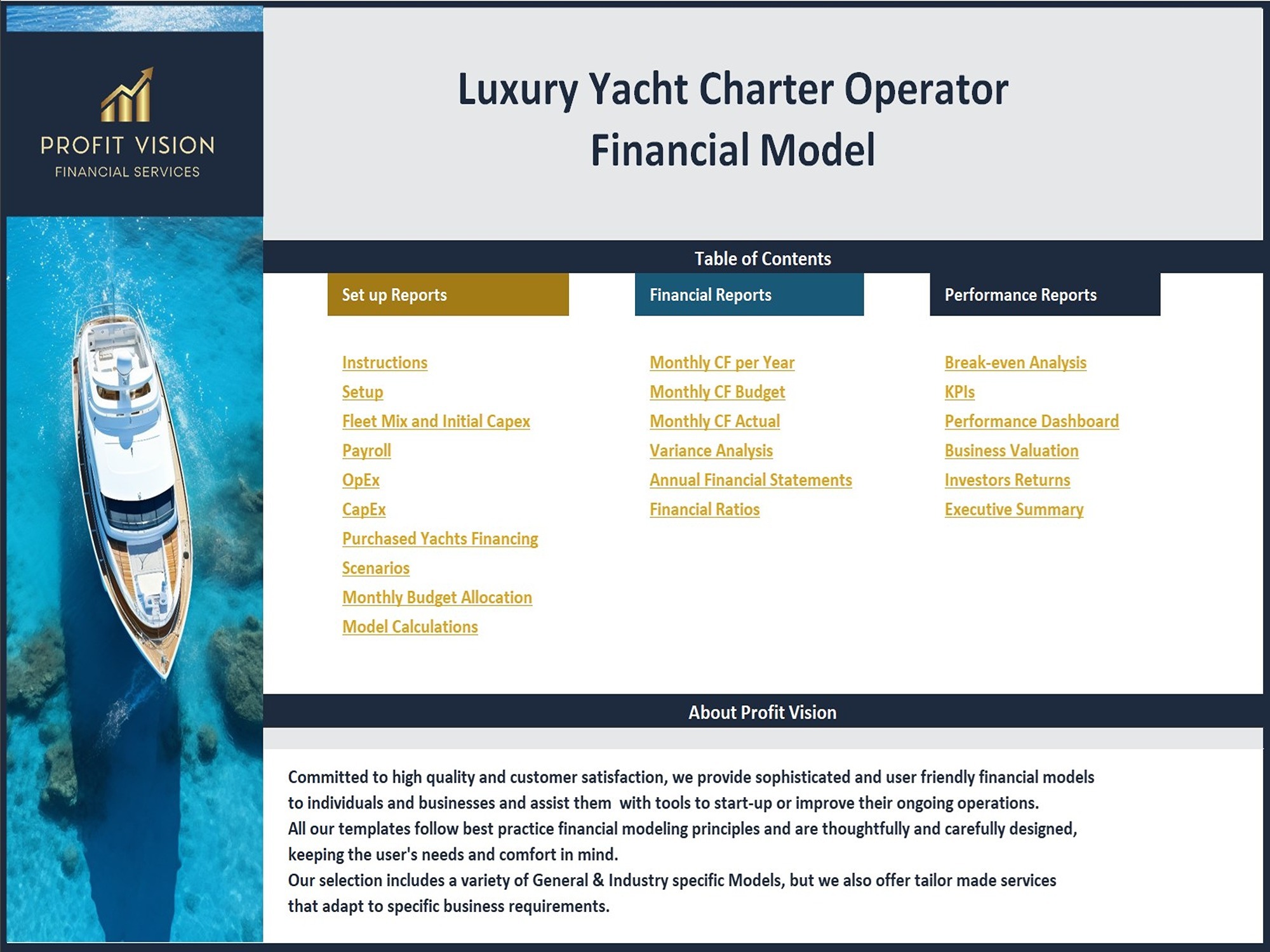 Luxury Yacht Charter Operator – 10 Year Financial Model - Eloquens