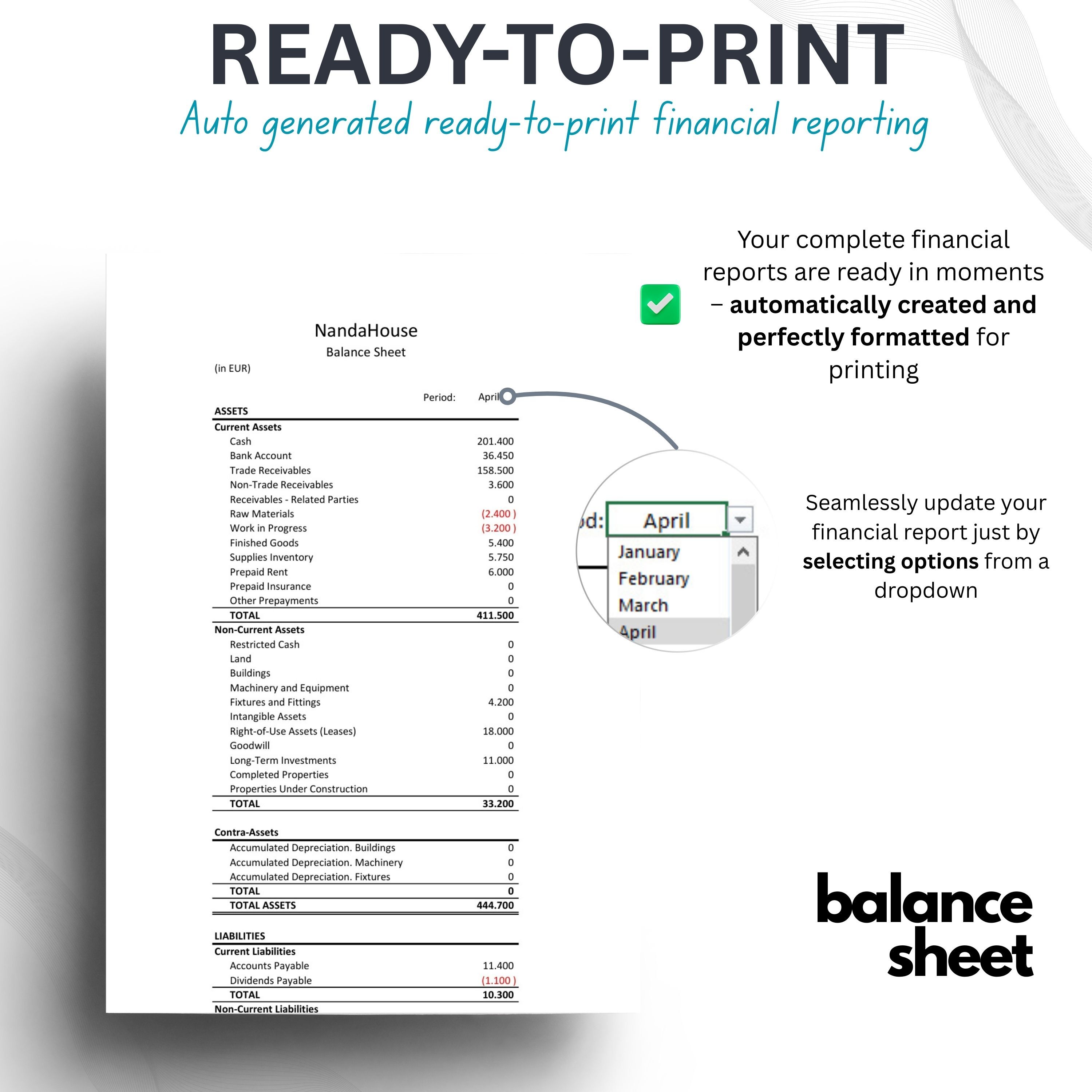 Accounting General Ledger with Automatic Financial Statements: Excel ...