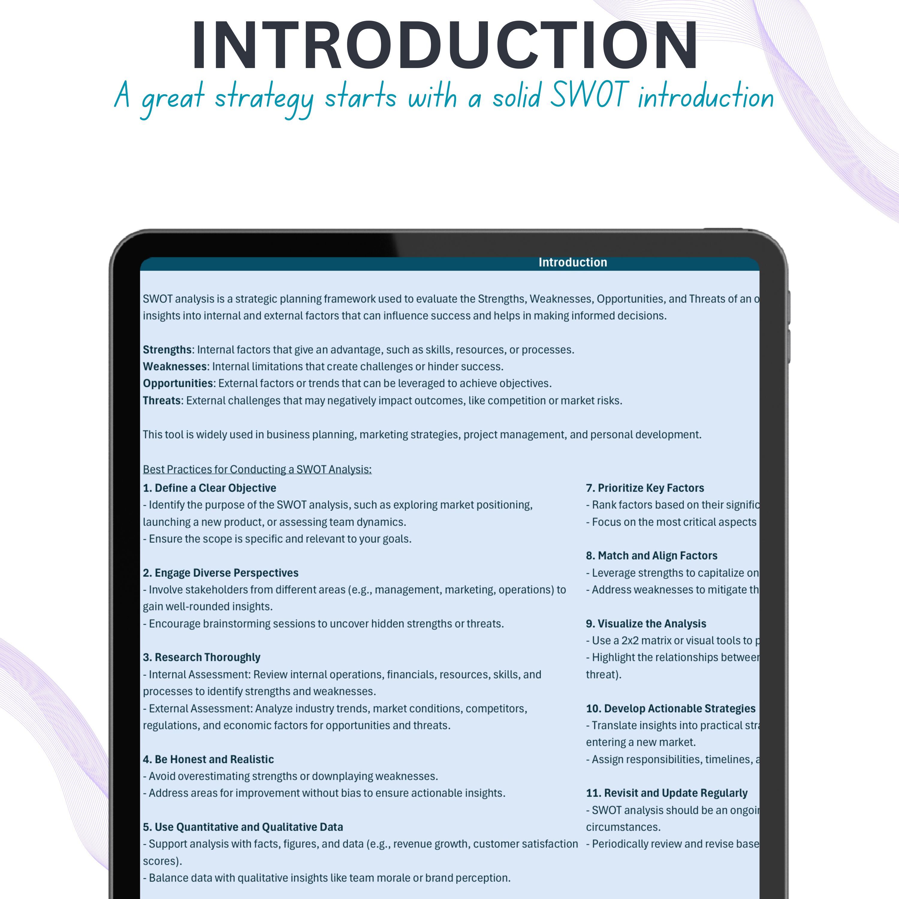 Advanced SWOT Analysis with Assessment: Excel and Google Sheets - Eloquens